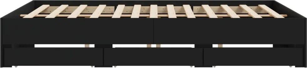 Rám postele se zásuvkami černý 180 x 200 cm kompozitní dřevo 3207253