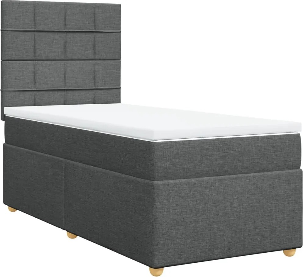 Box spring postel s matrací tmavě šedá 100 x 200 cm textil 3293492