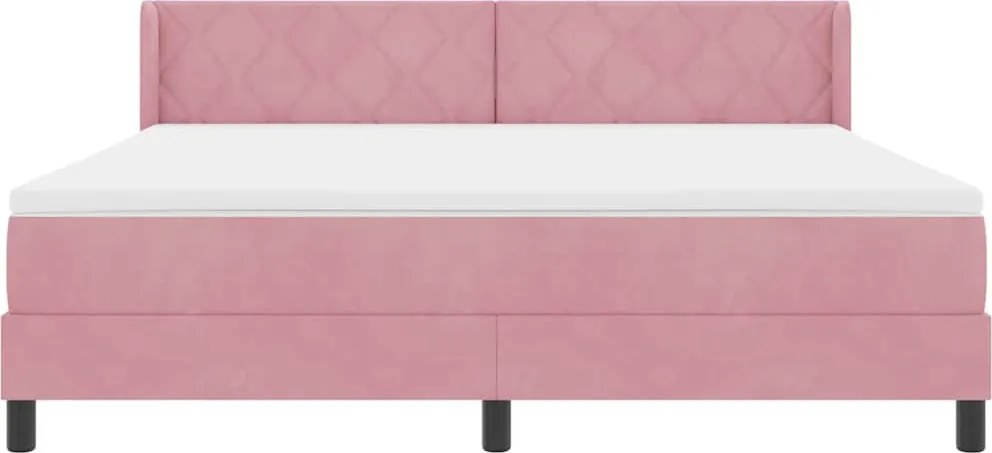 Postel s boxspringem s čelo Růžová 200 x 180 cm samet 3341539