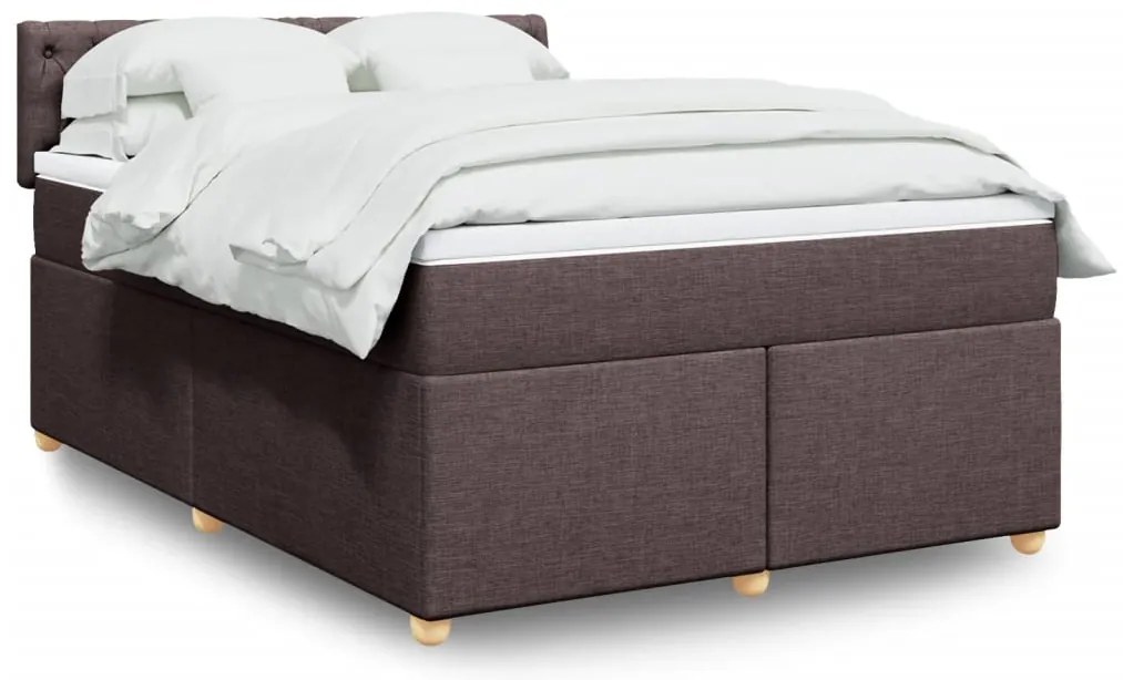 Box spring postel s matrací tmavě hnědá 160x200 cm textil