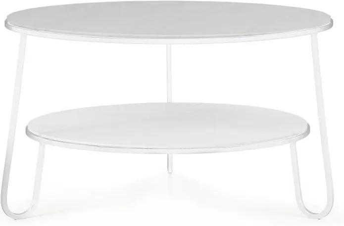 Bílý konferenční stolek s mramorovou deskou HARTÔ Eugénie, ⌀ 70 cm