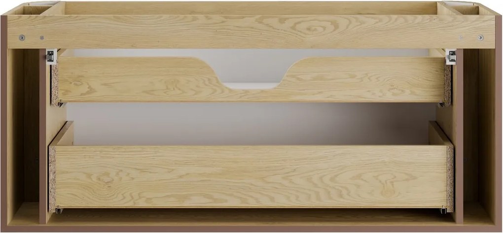 Koupelnová sestava Ovalia Pure se zápustným umyvadlem a skříňkami 120 cm dub cremona