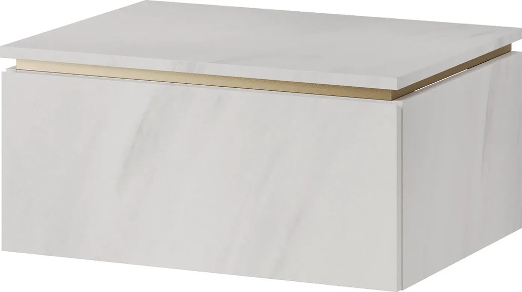 Závěsná skříňka pod umyvadlo Letto 03 60 cm bílý mramor/zlatá