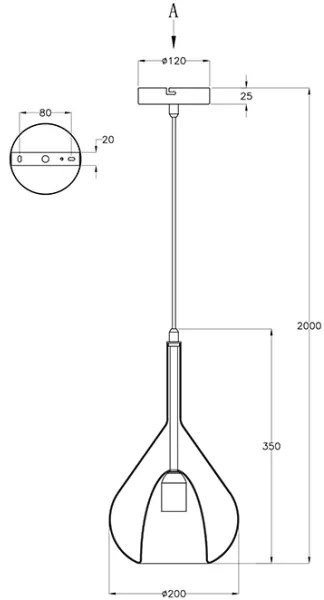 Fabas Luce 3481-40-125 - Lustr na lanku LILA 1xE27/40W/230V zlatá