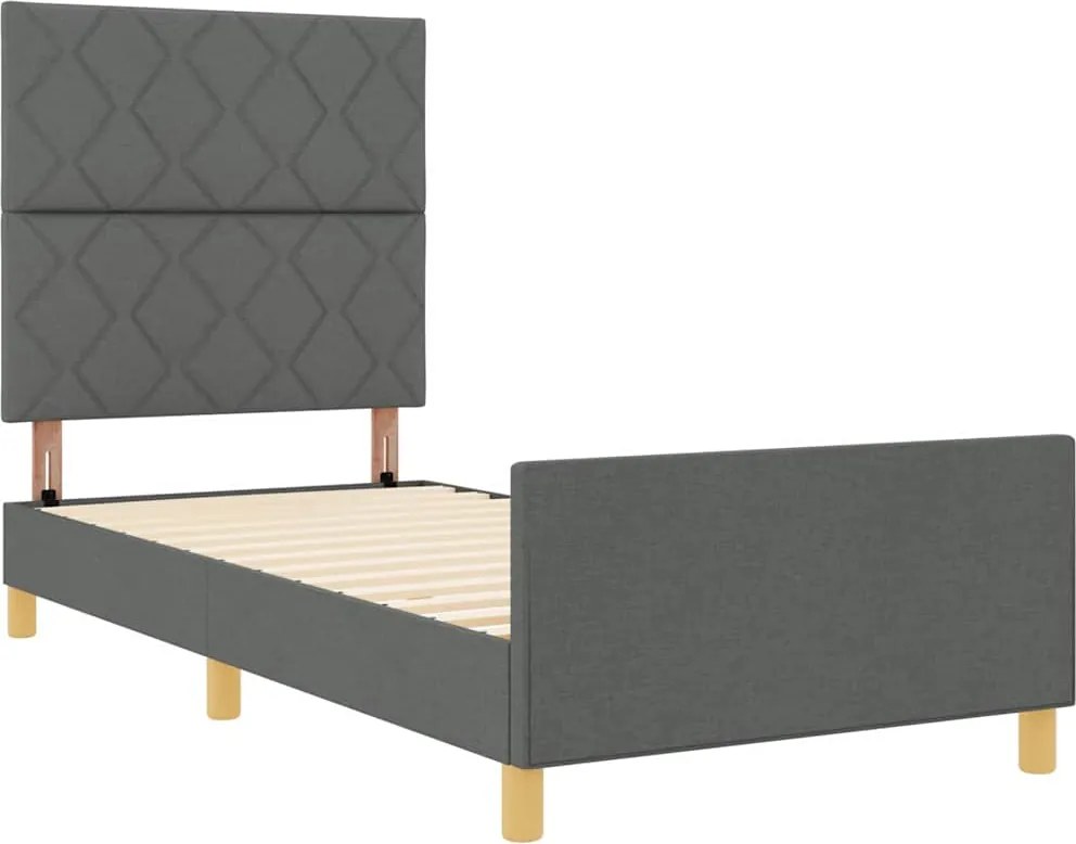 Rám postele s čelo Tmavě šedá 90 x 190 cm textil 3344768
