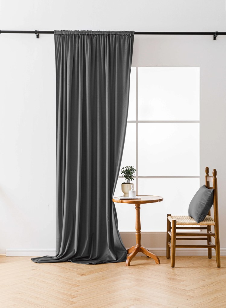 Šedý zatemňovací závěs VELVET 140x250 cm Zavěšení: Kovové kroužky
