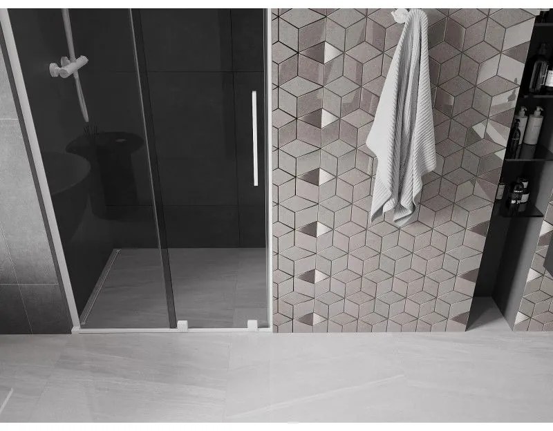 Mexen Velar L, posuvné sprchové dveře do otvoru 110 cm, 8mm šedé sklo, bílá matná, 871-110-003-41-20