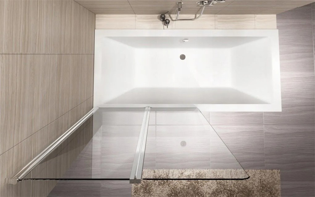 Rea Agat-2, vanová zástěna, 2-křídlová, 80 x 140 cm, chrom-transparentní, REA-W0700