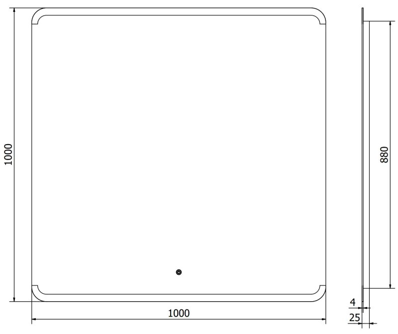 Mexen Nida podsvícené koupelnové zrcadlo 100 x 100 cm, LED 6000K, ventilátor - 9806-100-100-611-00