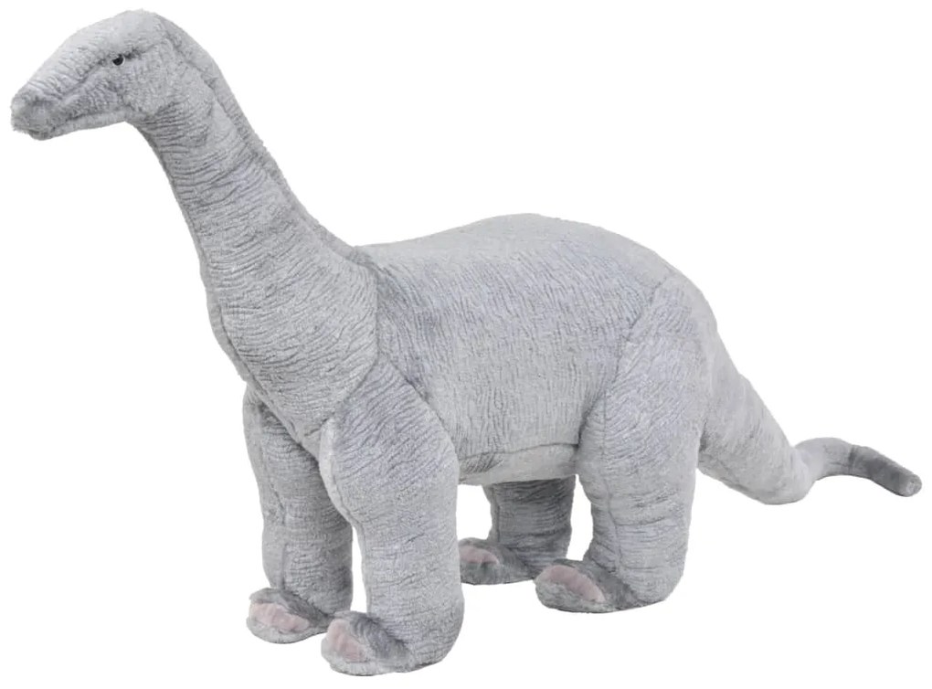 91345 vidaXL Stojící plyšová hračka, dinosaurus brachiosaurus, šedý, XXL