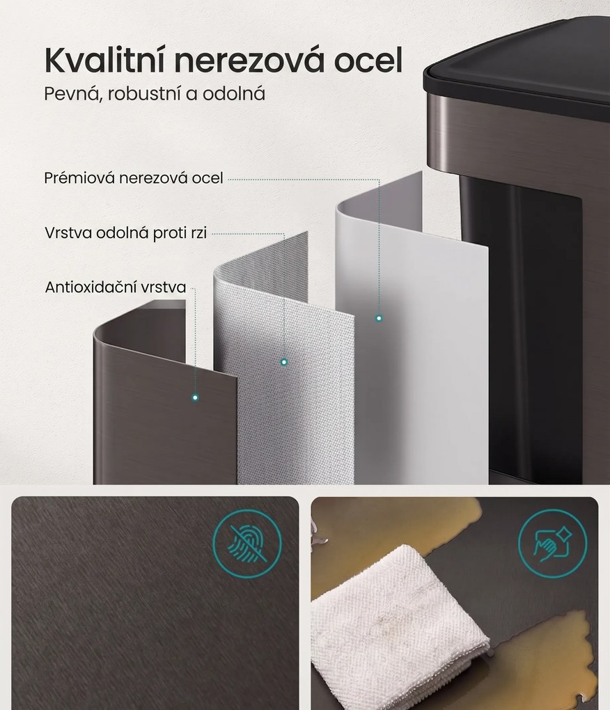 Odpadkový koš s víkem JORDAN 2x30 L tmavě šedý II