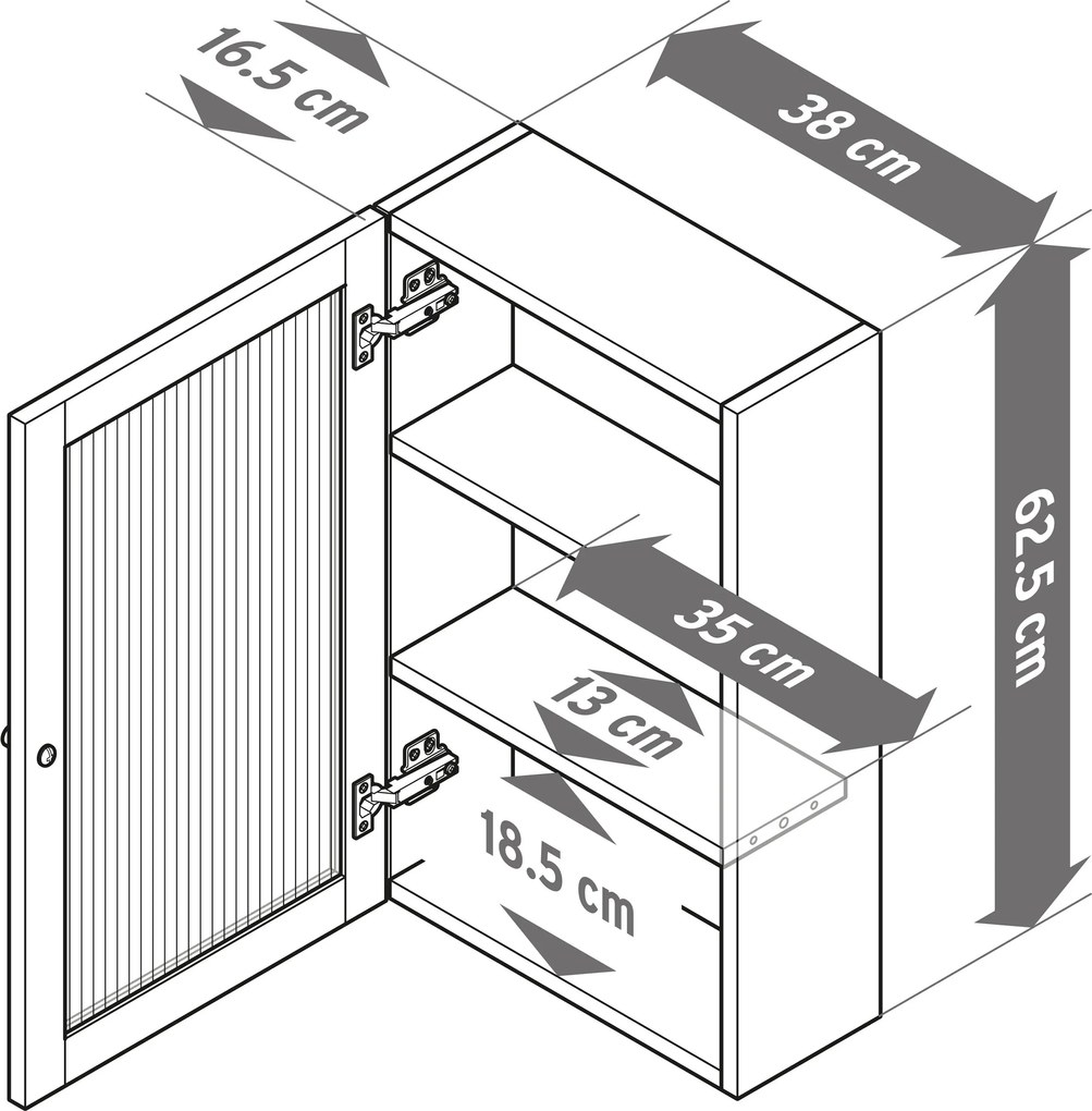 Tchibo - Nástěnná skříňka s dvířky s rýhovaným sklem - barva: hnědá
