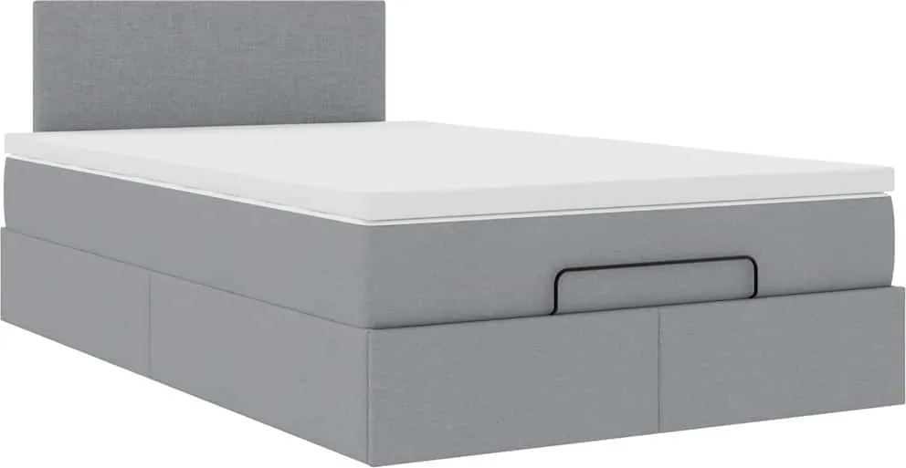 Osmanský postel s matrací světle šedá 120x200 cm textil 3311366