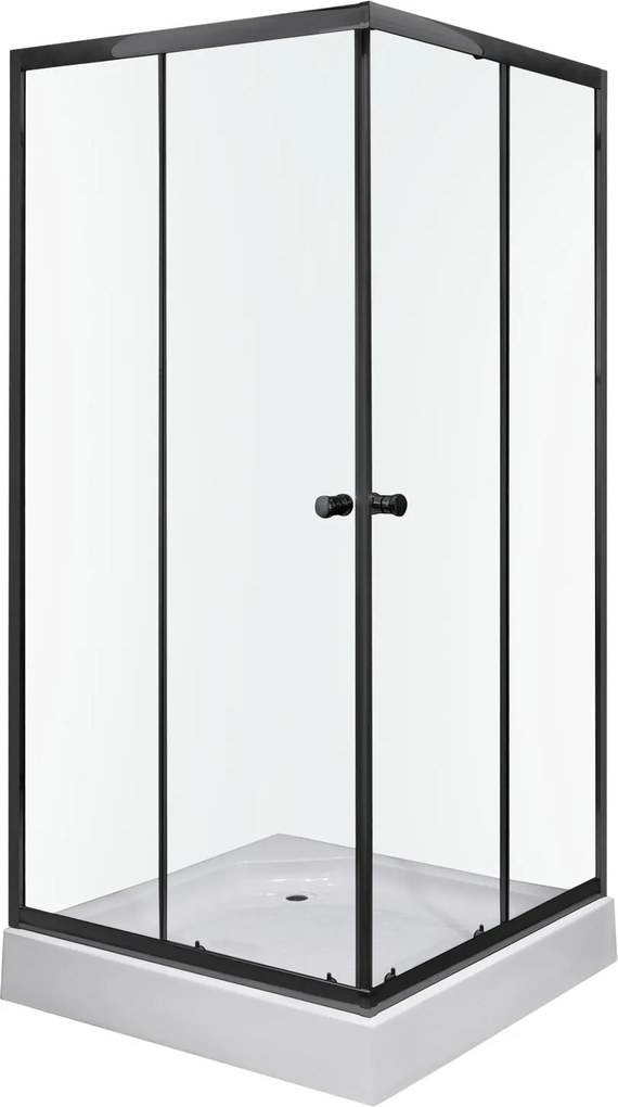 Novoterm Čtvercový sprchový kout NV-Olga 80x80 černá/transparent - bez vaničky