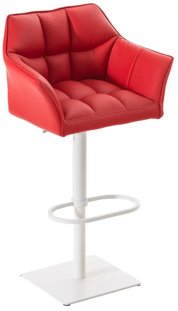Barová židle Damas W1~ koženka, bílý rám - Červená