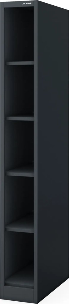 Úzký kovový regál, archivační na dokumenty antracitový: TIM 250 x 1850 x 600 mm