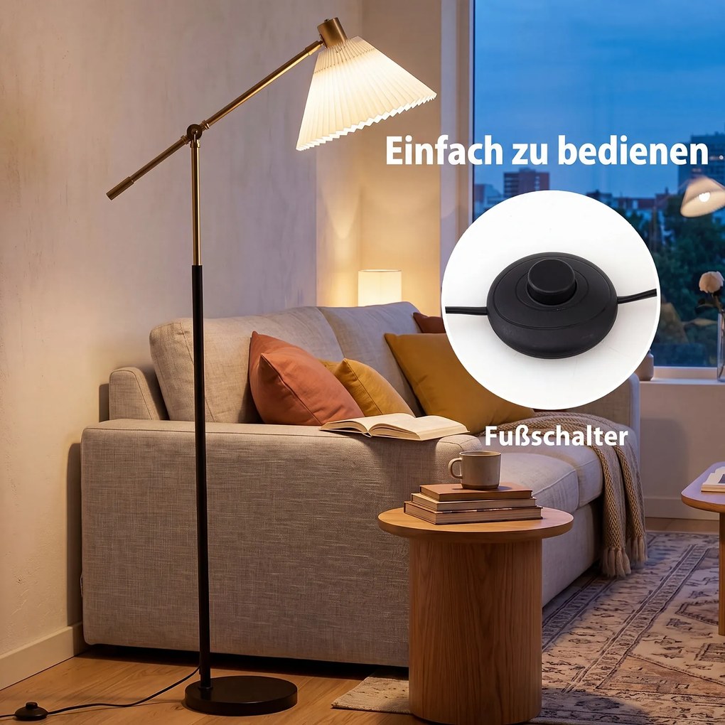 Costway Stojací lampa výškově nastavitelná stojací lampa s nastavitelným úhlem