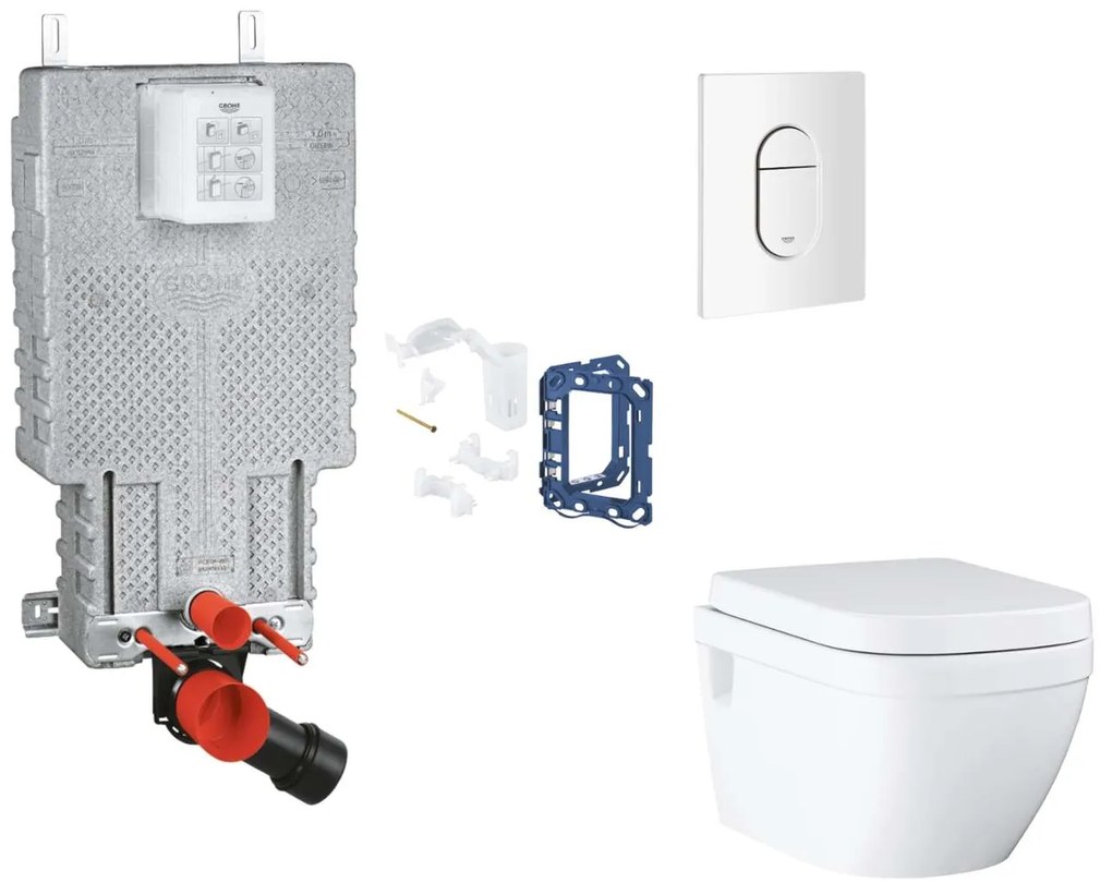 Grohe Uniset - Set předstěnové instalace, klozetu, sedátka SoftClose, tlačítka Arena Cosmopolitan a sady pro vhazování tablet, alpská bílá SANI15BB3124