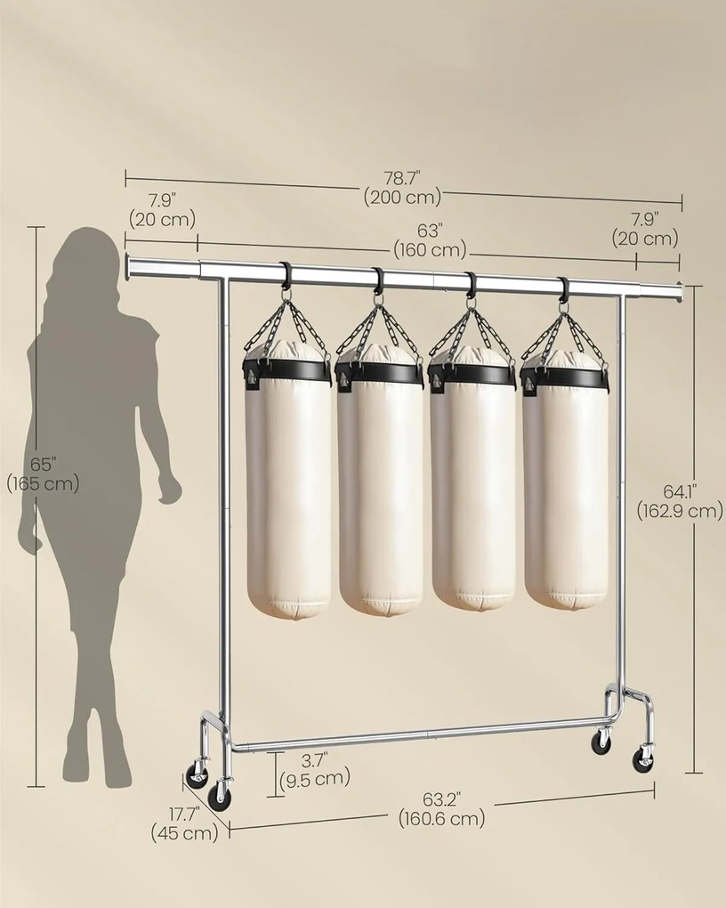 Stojan na oblečení Fabio s nastavitelnou šířkou 160/200 cm chromovaný
