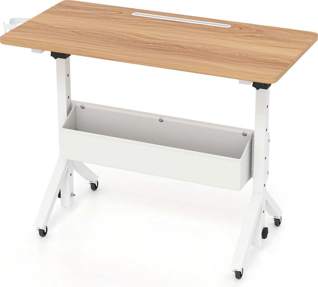Costway Stůl k stání, výškově nastavitelný 70-117 cm, na kolečkách