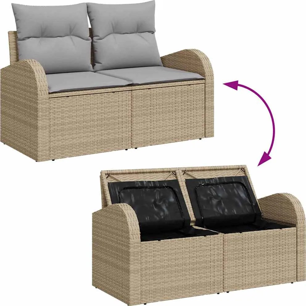 Sada zahradních pohovek 5 pcs 4-Seater Beige a šedá polyratan 3354579