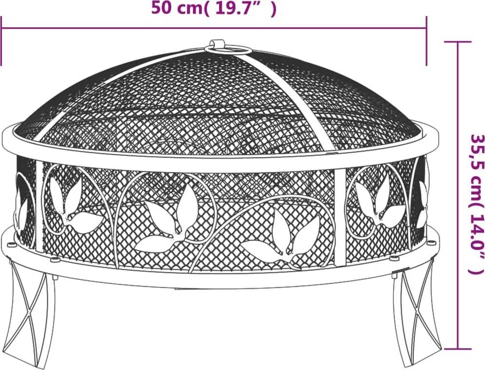 vidaXL Ohniště s pohrabáčem 50 cm XXL ocel [360063]