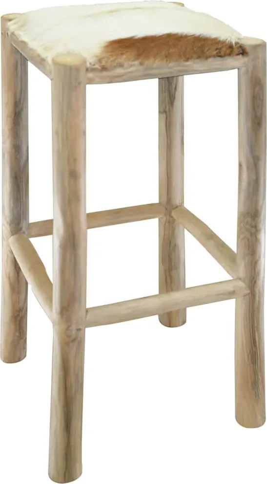 Barová stolička kozí kůže a masivní teak 244544