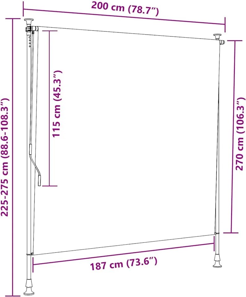 Venkovní roleta 200 x 270 cm krémová 145942