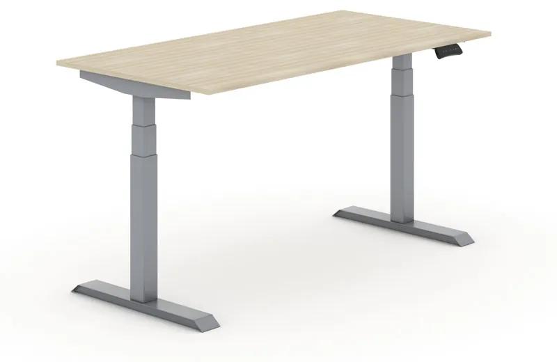 Výškově nastavitelný stůl PRIMO ADAPT, elektrický, 1600x800x625-1275 mm, dub, šedá podnož