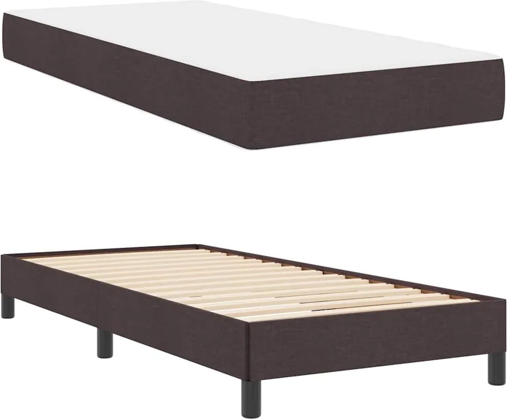 Postel s boxspringem Tmavě hnědá 100 x 200 cm textil 3398468
