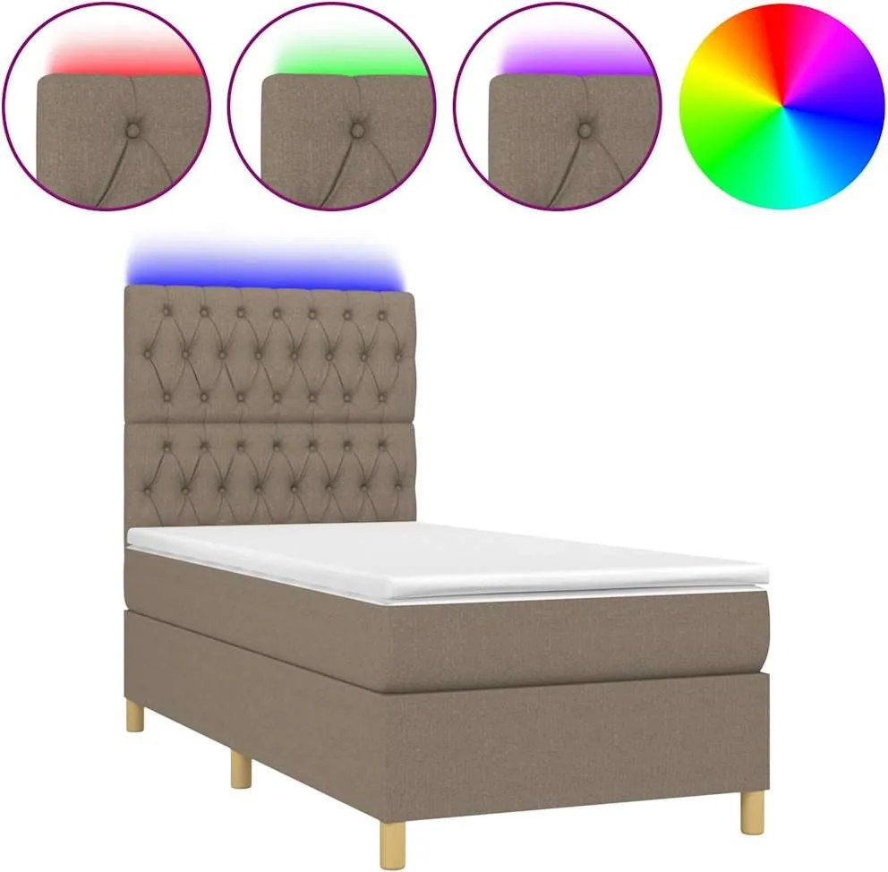 Box spring postel s matrací a LED taupe 80 x 200 cm textil 3135633