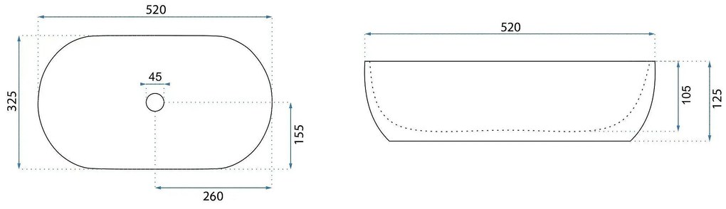 Rea Amelia, umyvadlo na desku 520x325x125 mm, bílá lesklá, REA-U4331