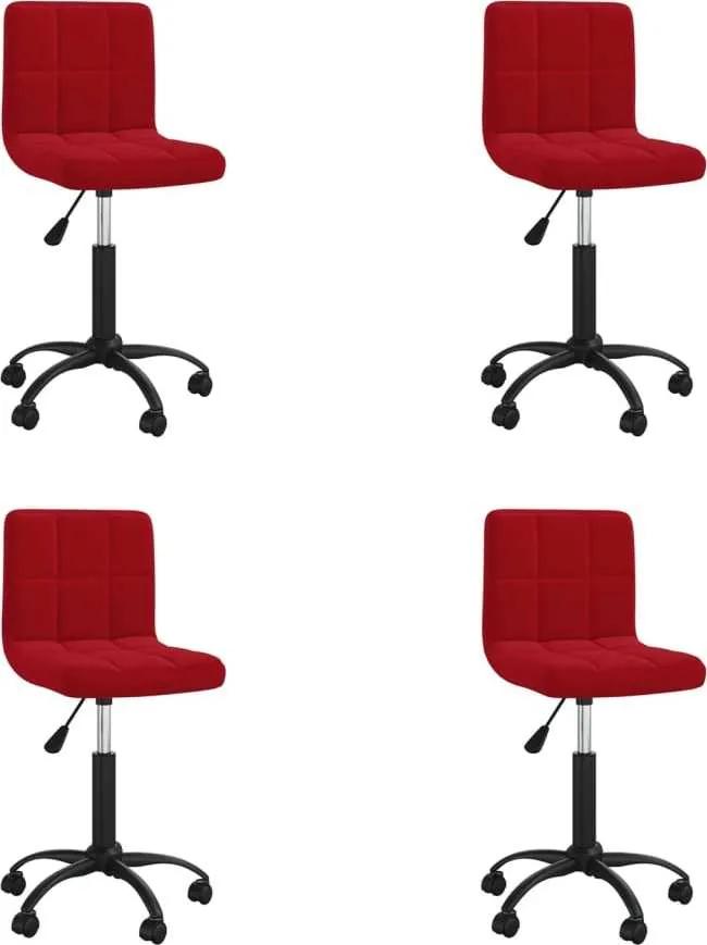 vidaXL Otočné jídelní židle 4 ks samet [3087575] Barva: vínová červená
