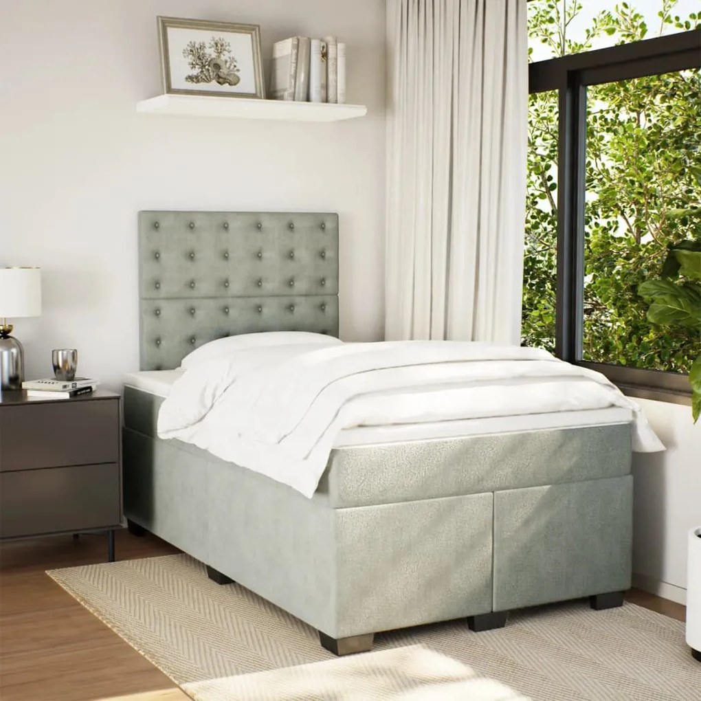 Box spring postel s matrací světle šedá 120 x 200 cm samet 3293194