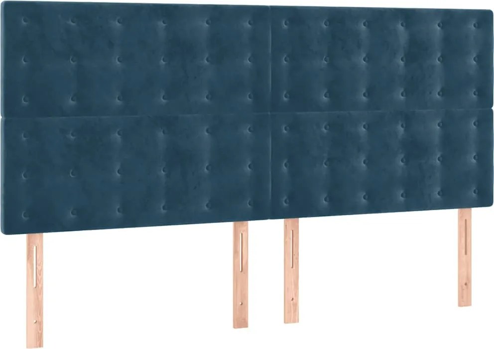 Box spring postel s matrací tmavě modrá 200x200 cm samet 3138107
