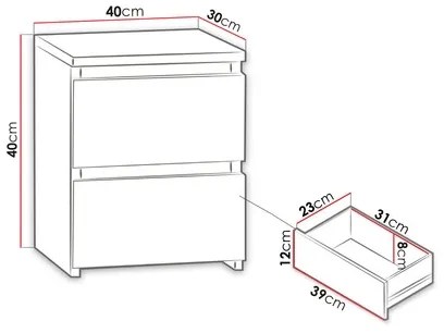 Noční stolek MALWA 40x40 cm matná černá