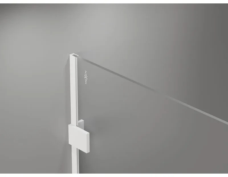 Mexen Lunar sprchová stěna pravá 140 x 200 cm, 8mm čiré sklo, bílá, 830-140-000-20-00-P