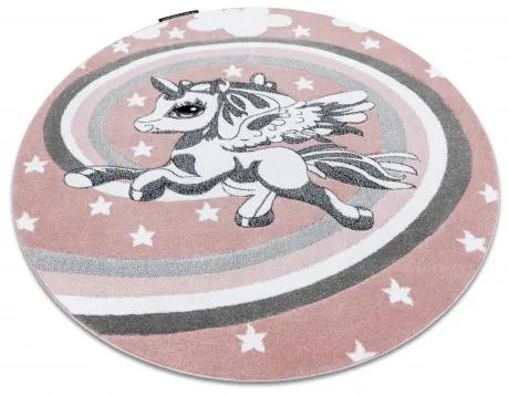 Makro Abra Dětský kulatý koberec  PETIT poník růžový průměr 120cm