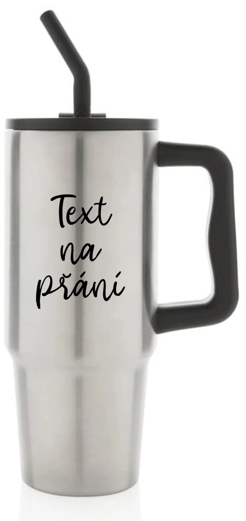 TEXT NA PŘÁNÍ - stříbrný cestovní termohrnek 900 ml