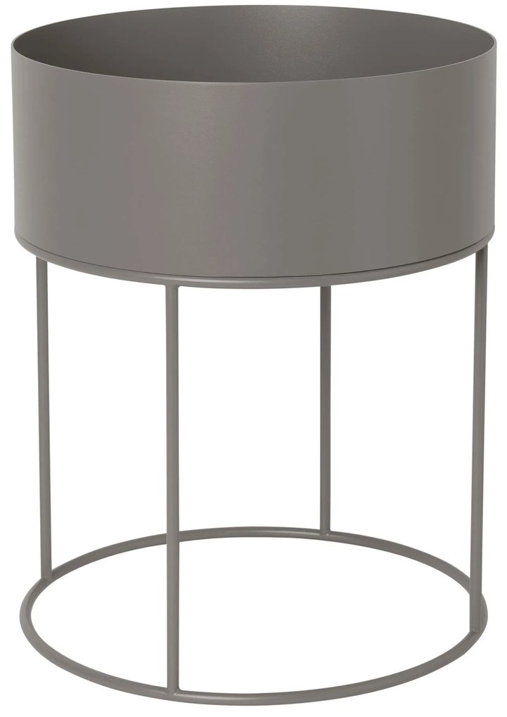 ferm LIVING Stojan na květináč Round Warm Grey, šedá barva, kov