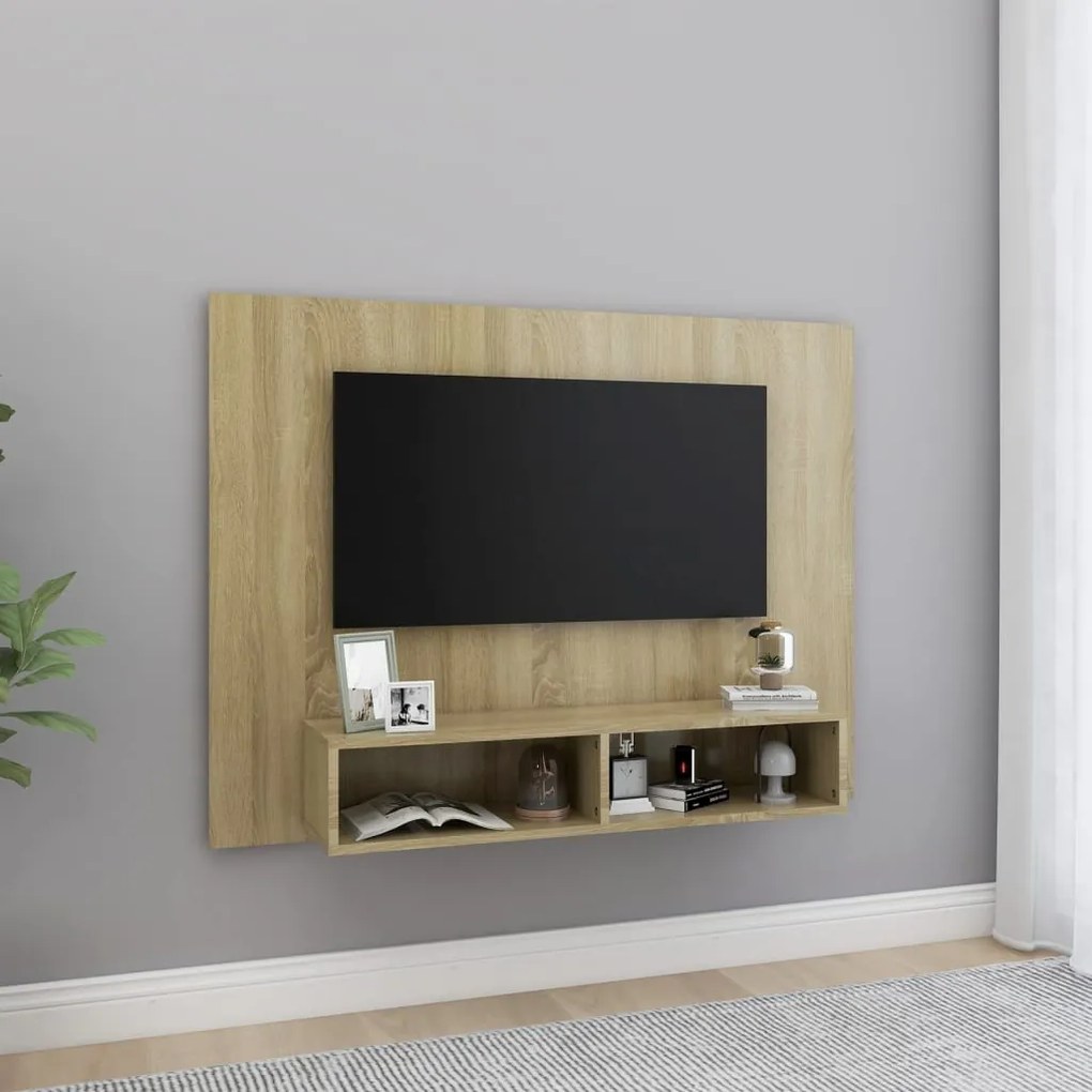 vidaXL Nástěnná TV skříňka dub sonoma 120 x 23,5 x 90 cm dřevotříska