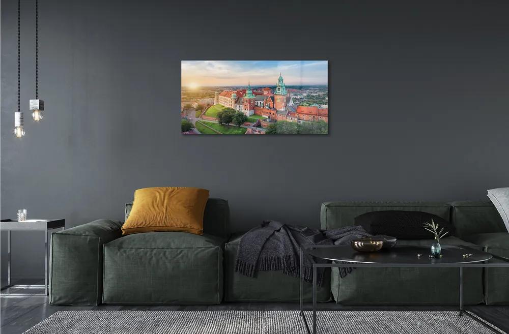 Obraz na skle Krakow castle panorama svítání 140x70 cm