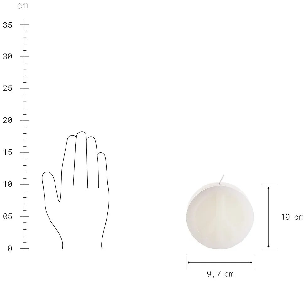 Butlers PEACE Svíčka "Peace" 10 cm - bílá