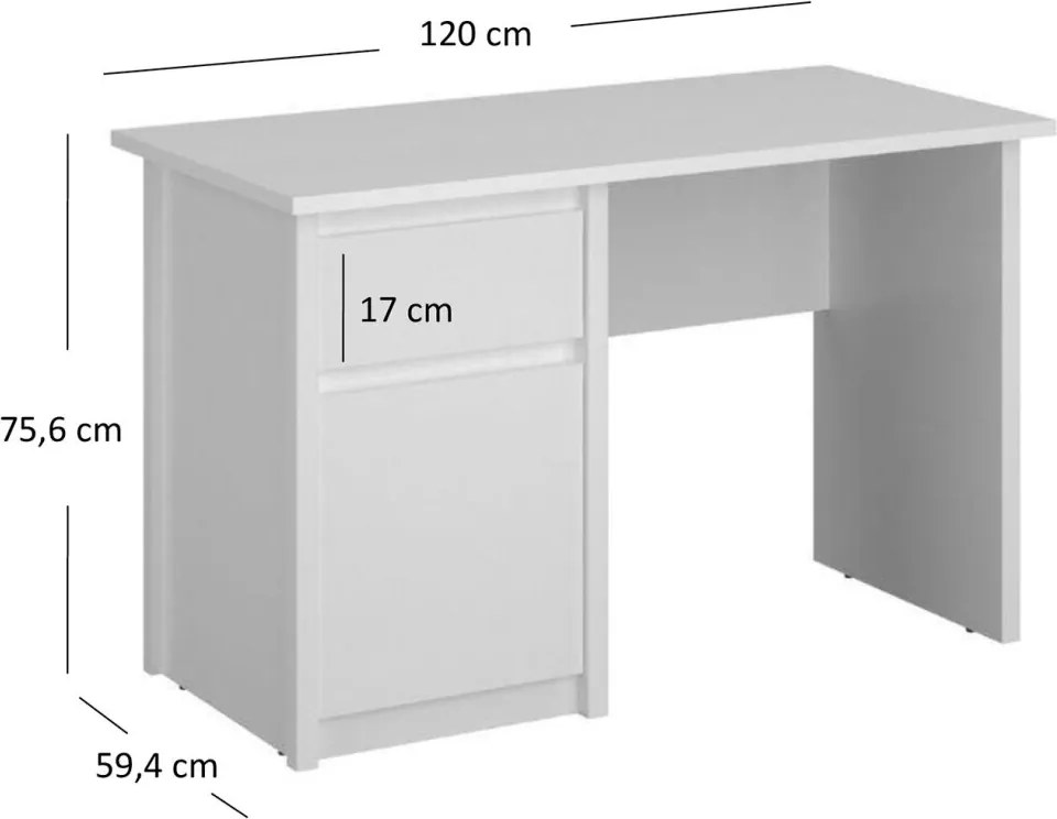 Psací stůl 1d1s/120 bílý Erden