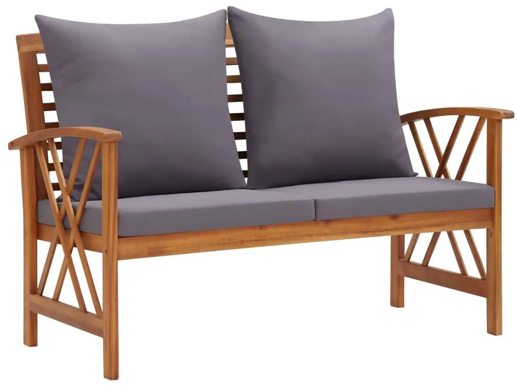Zahradní lavice s poduškami 119 cm masivní akáciové dřevo 310271