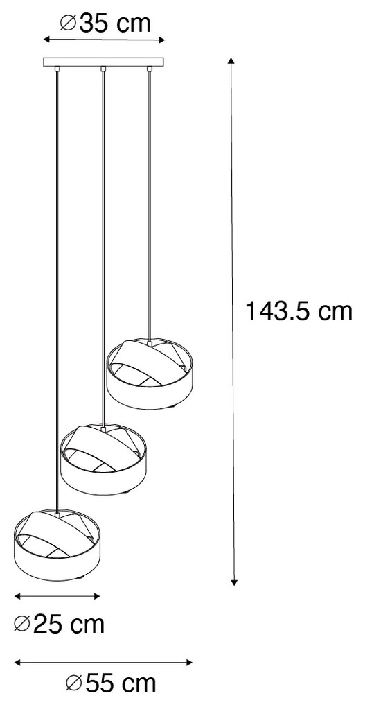 Moderní závěsné svítidlo černé 3-světlo - Cloth