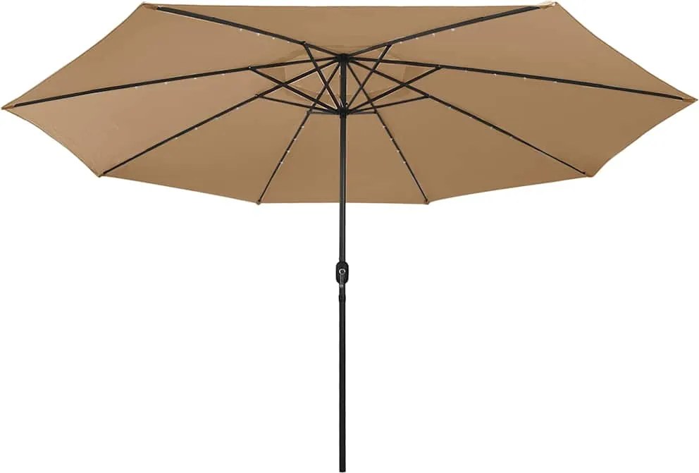 Zahradní slunečník s LED osvětlením 400 cm taupe 312533