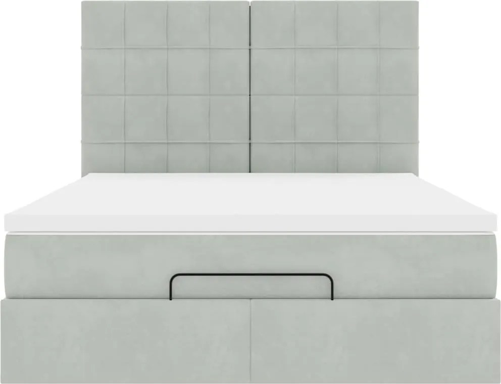 Osmanský rám postele s matracemi světle šedá 140x190cm samet 3313469