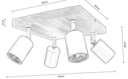 Spot-Light DO2910451 - Stropní bodové svítidlo MANARA 4xGU10/5W/230V borovice