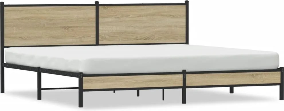 Kovový rám postele bez matrace dub sonoma 193 x 203 cm 3301393
